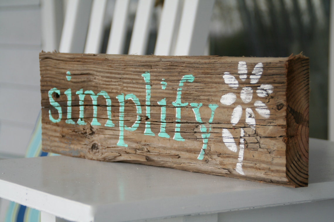 Reclaimed Wood Sign simplify Handpainted Cottage | Etsy