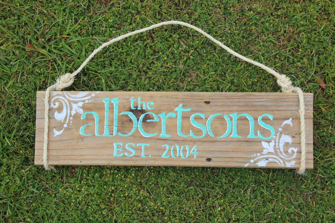 Reclaimed Wood Custom Family Last Name Sign with Date of | Etsy