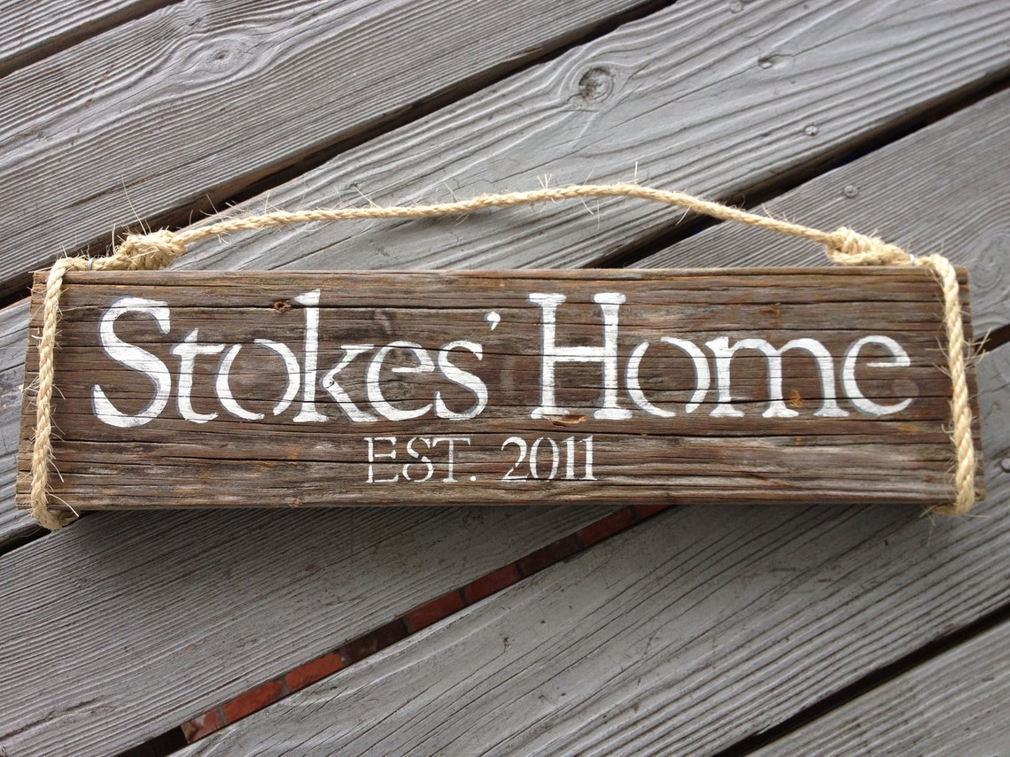 Reclaimed Wood Custom Family Last Name Sign With Date of Establishment ...