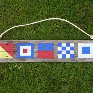 Custom Nautical Flag Sign- Reclaimed Wood Sign- Name With 4 Letters ...