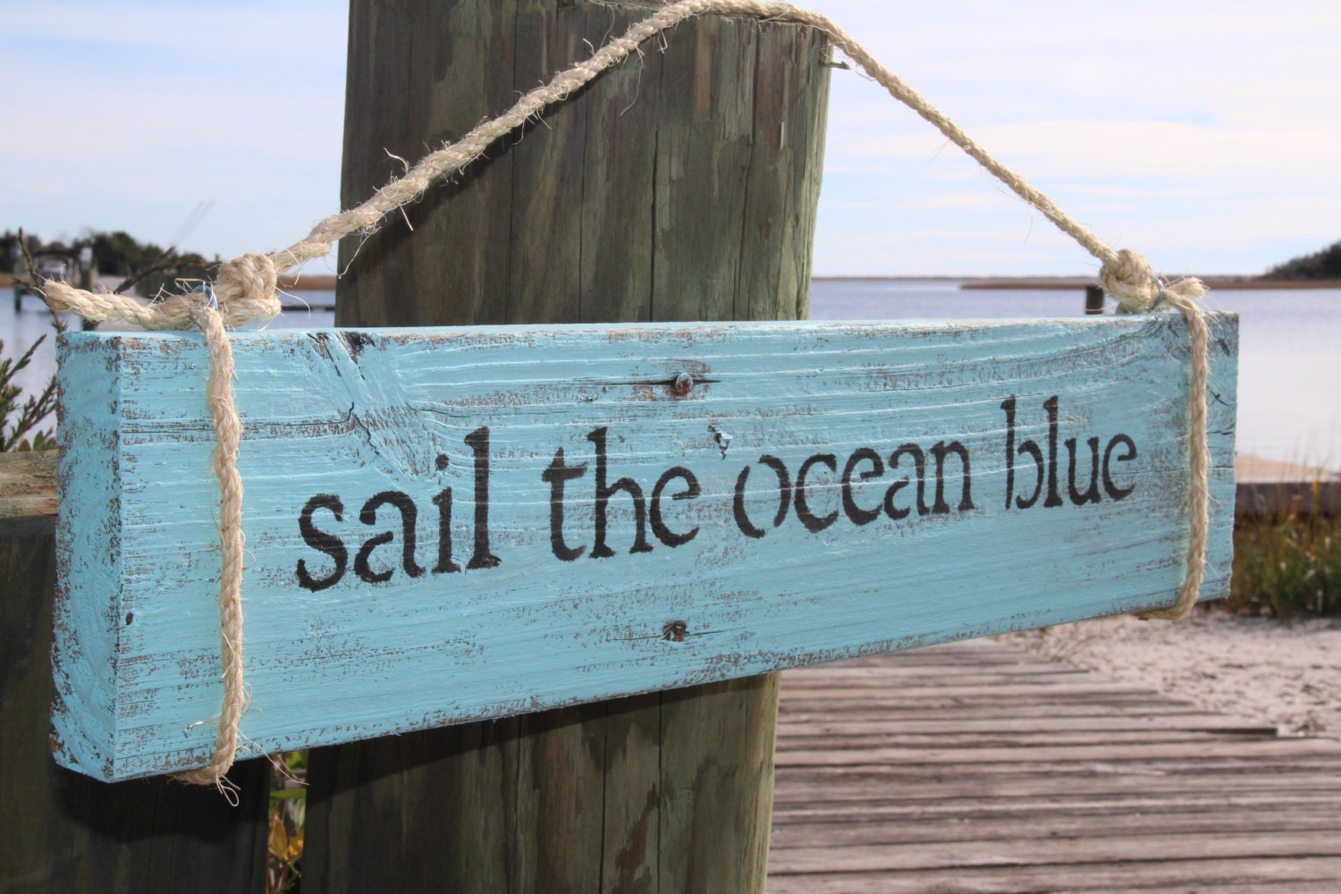 Reclaimed Wood Handpainted Sign- "sail the Ocean Blue" - Etsy