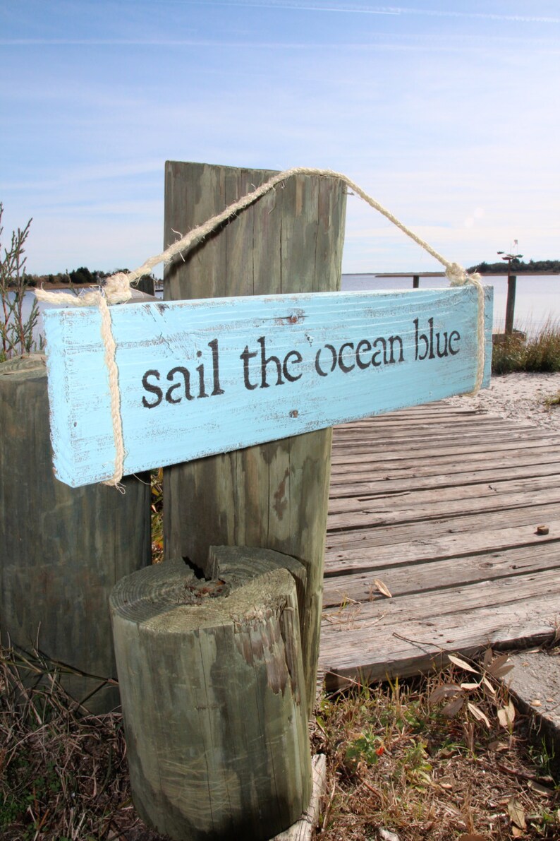 Reclaimed Wood Handpainted Sign Sail The Ocean | Etsy
