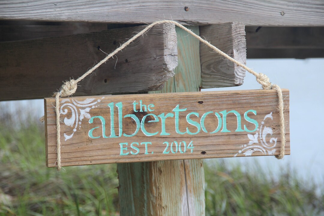 Reclaimed Wood Custom Family Last Name Sign With Date of Establishment ...