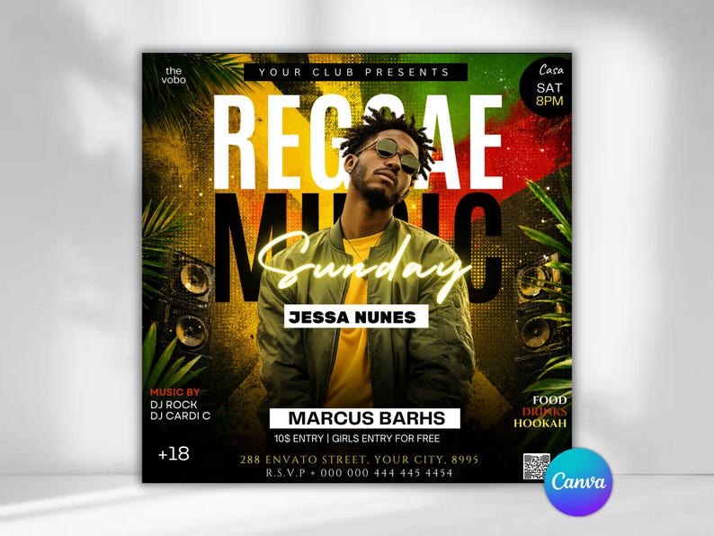 Reggae Sunday Night Party Invitation Template | Canva Editable ...