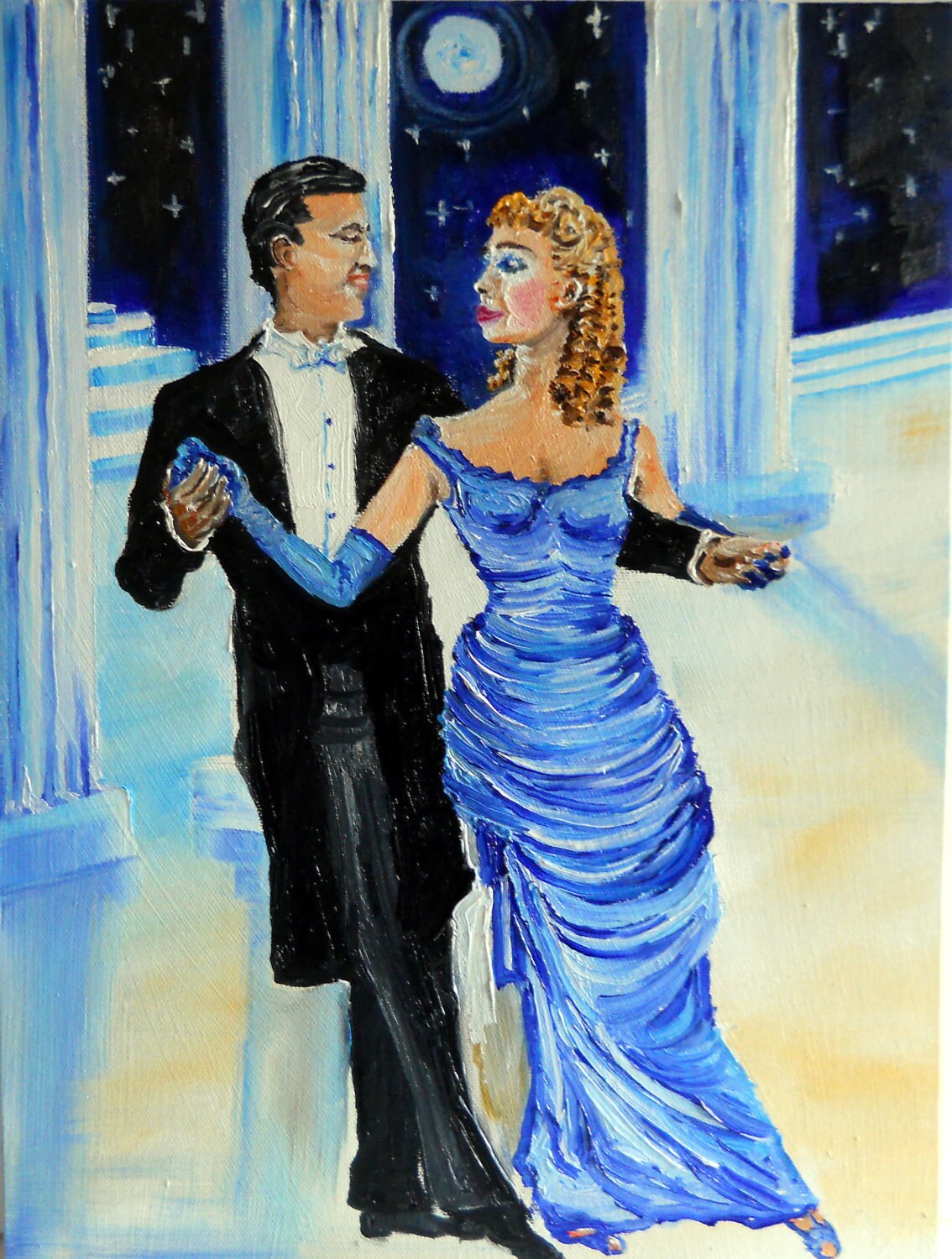 Tango Blue at the Starlight Ballroom, Portrait Art, Man and Woman ...