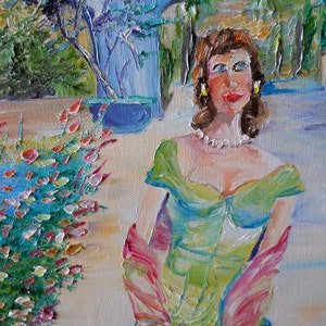 Sweet Melissa Oil, Romance Art Painting, Classsical Lady in Green Dress ...