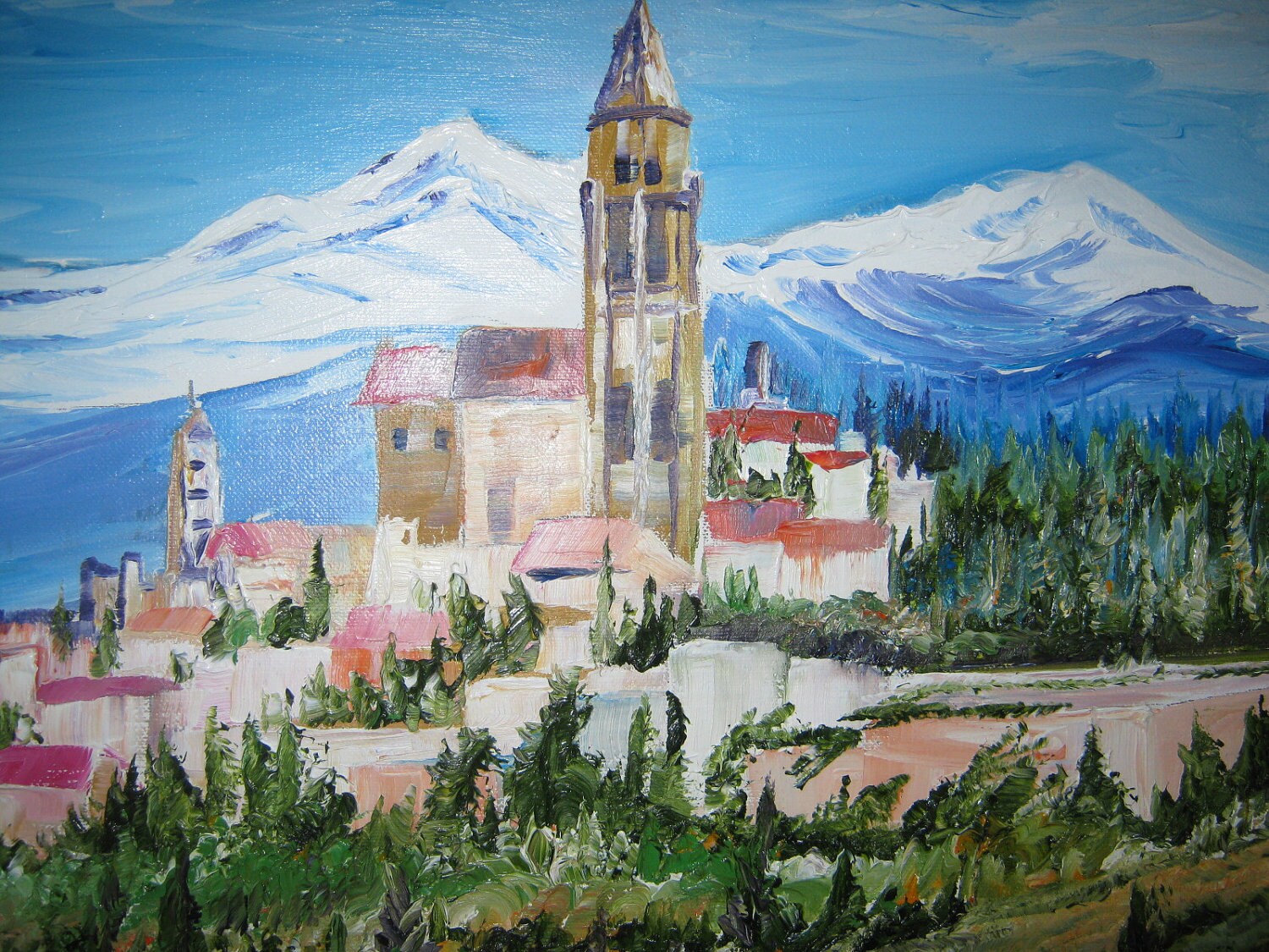 Pintura al óleo del castillo, Castillo en España, Alrededor del mundo ...