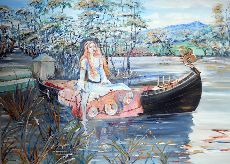 Lady of Shallot, Reproduction Oil Painting, Lady in Boat, Original ...