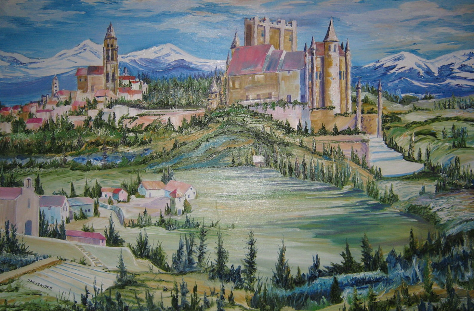 Pintura al óleo del castillo, Castillo en España, Alrededor del mundo ...