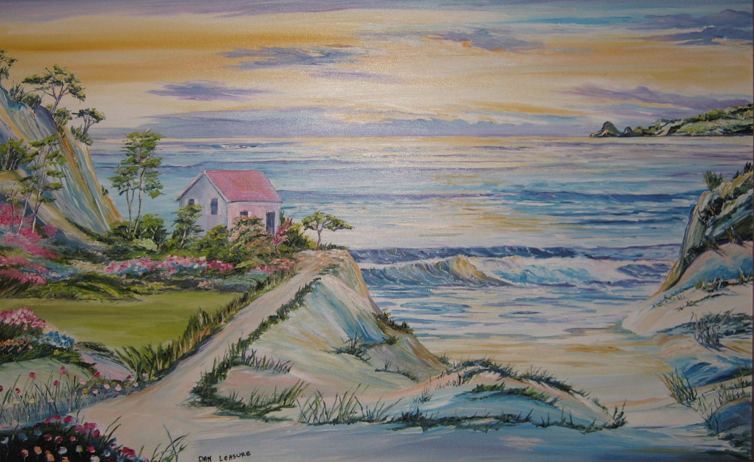 Beach House, Oceanside House, Ocean Cottage, Dan Leasure Oil, 27.5 w X ...