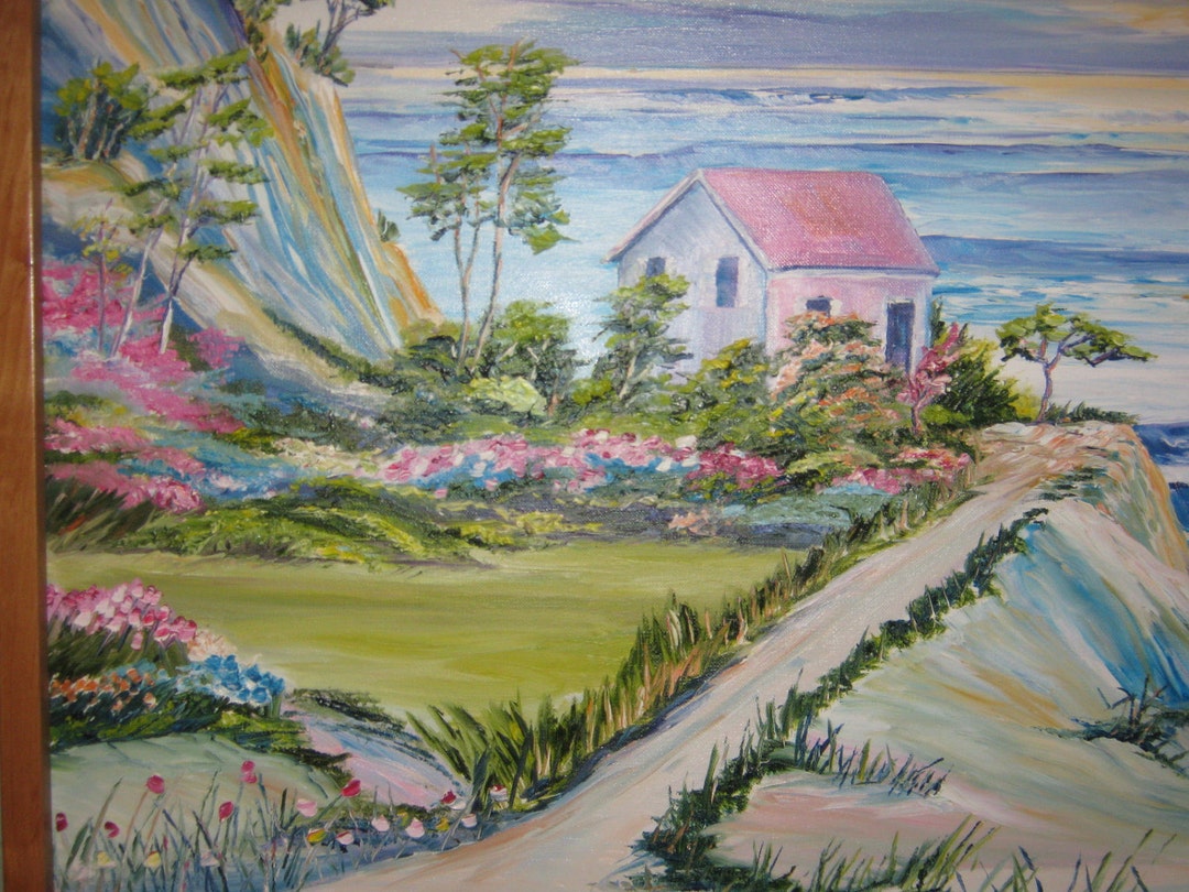 Beach House, Oceanside House, Ocean Cottage, Dan Leasure Oil, 27.5 "w X ...