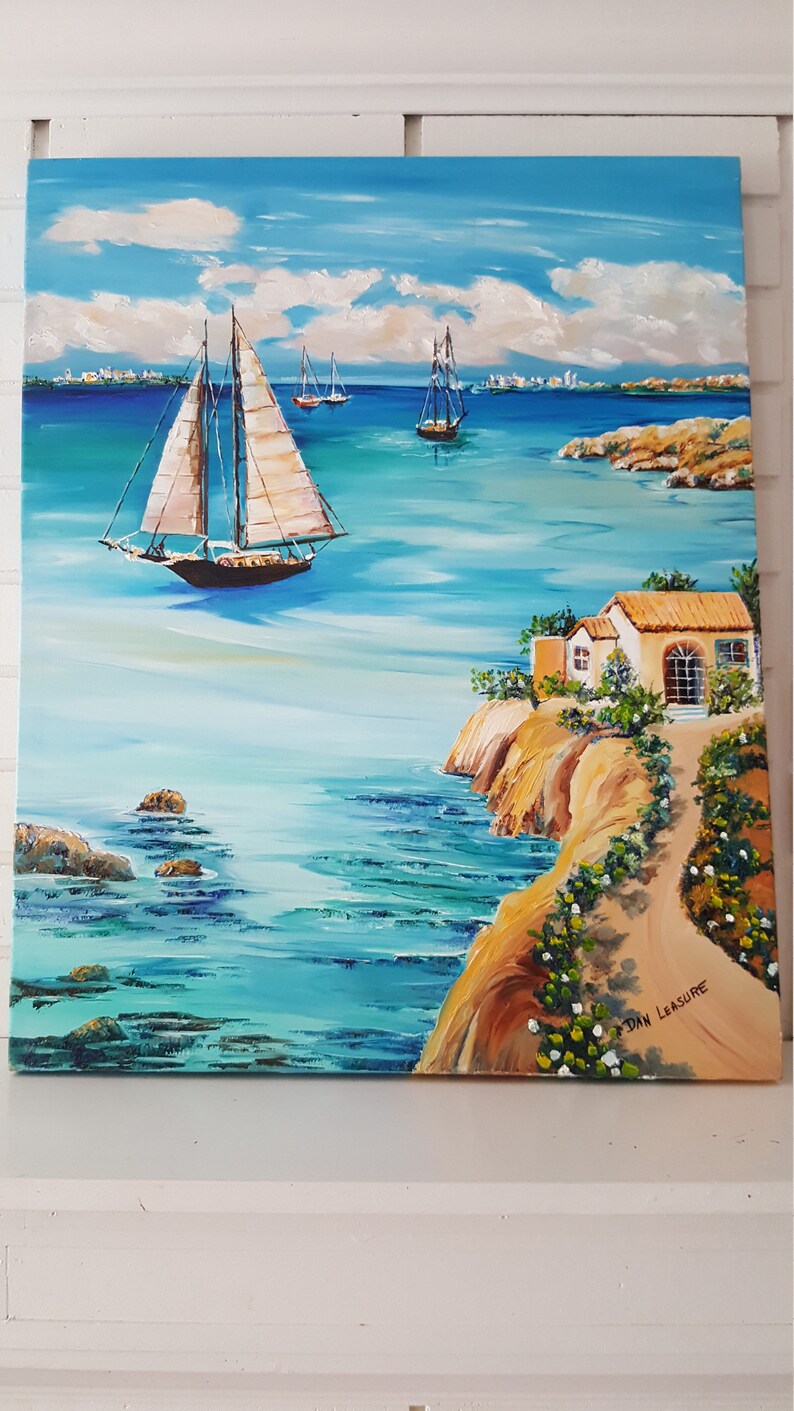 Sardinia Blue Seaside, Sardinia Island Oil, Sardegna Oil, Costa ...