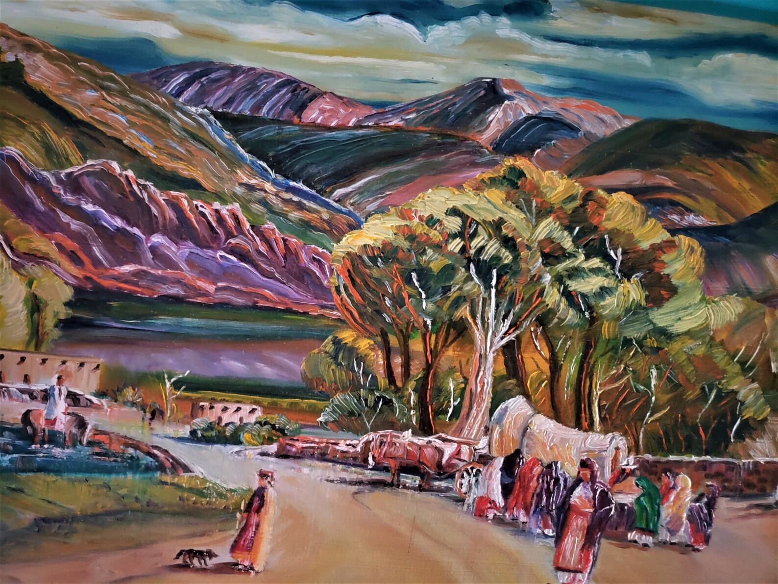 American Indian Art, Taos New Mexico Landscape Oil on Canvas, Taos New ...