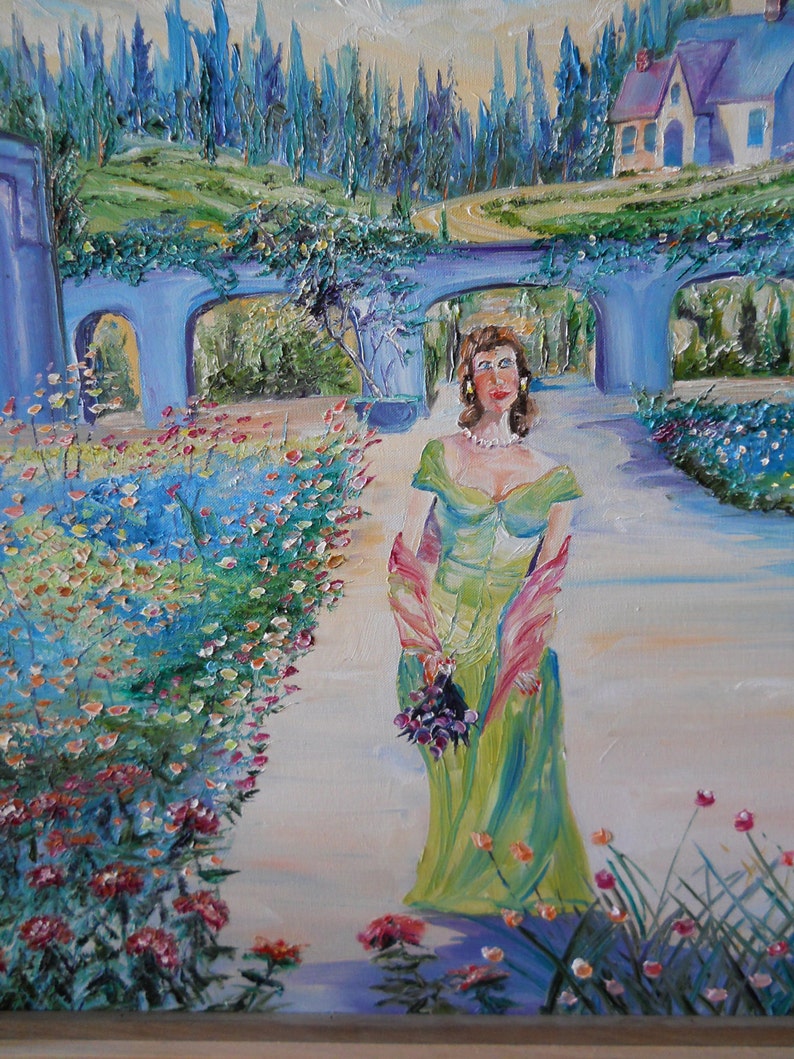 Sweet Melissa Oil, Romance Art Painting, Classsical Lady in Green Dress ...
