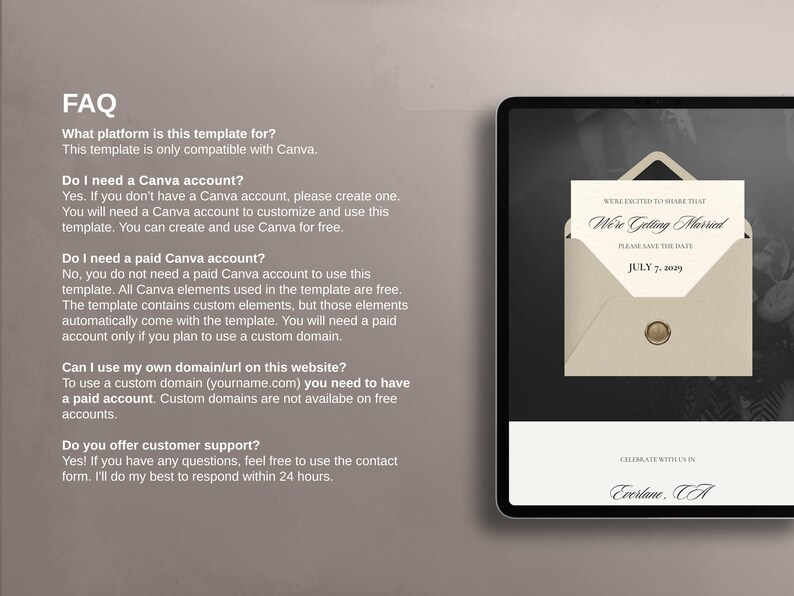 Save the Date Wedding Website Template - Editable Canva Design ...