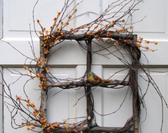 Handmade Decorative Natural Birch WINDOW FRAME Wreath Picture - Etsy
