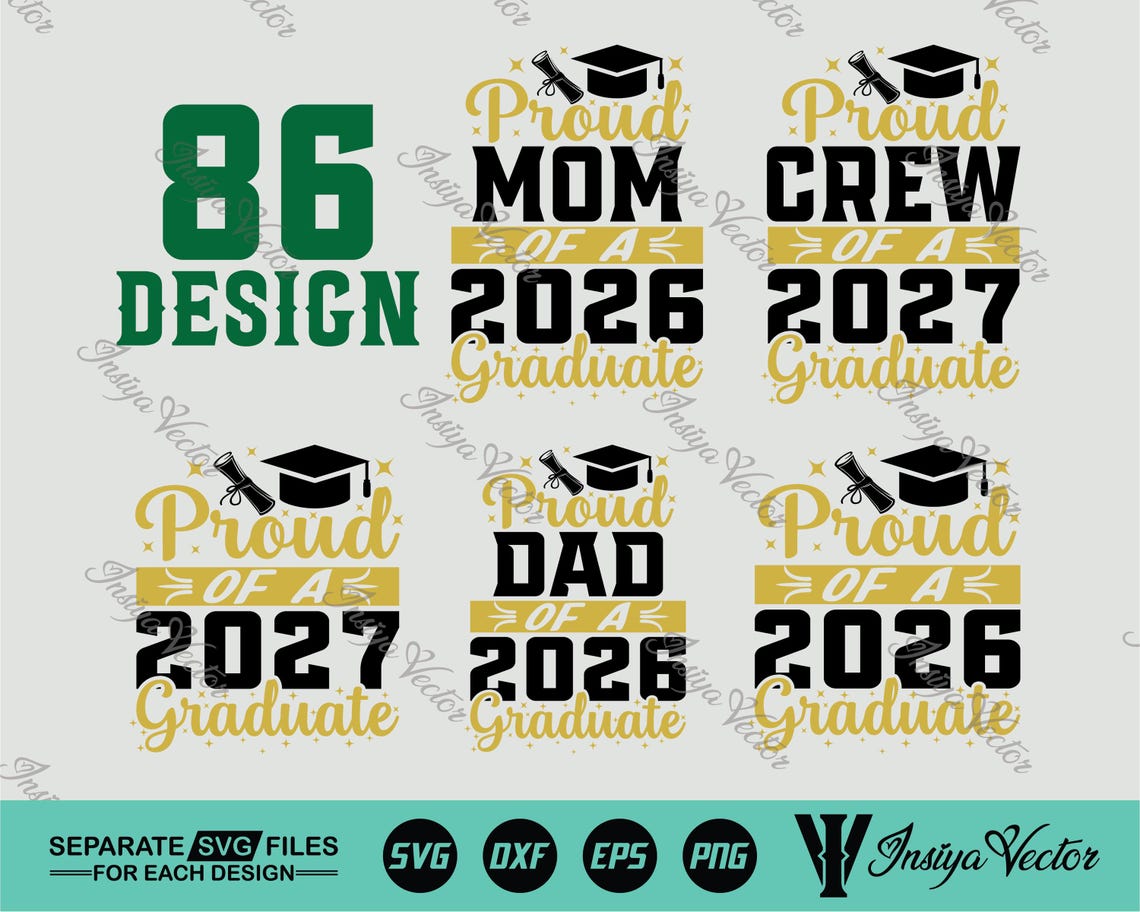 Proud Graduate 2026 2027 SVG Bundle 86 Graduation Family Designs PNG ...