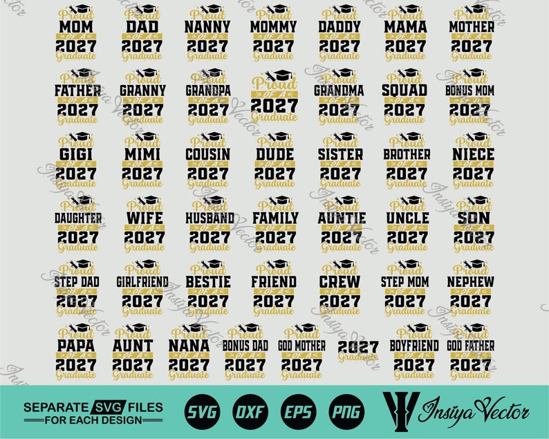 Proud Graduate 2026 2027 SVG Bundle 86 Graduation Family Designs PNG ...