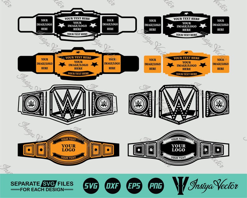 Custom Championship Belt SVG Bundle Wrestling Belt Template Cricut PNG ...