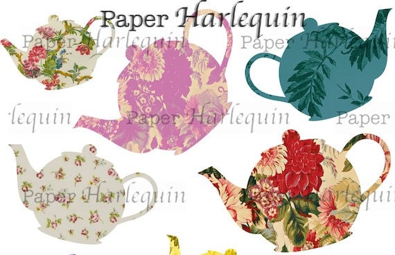 Teapots Instant Download COLLAGE Sheet Printable Clipart - Etsy