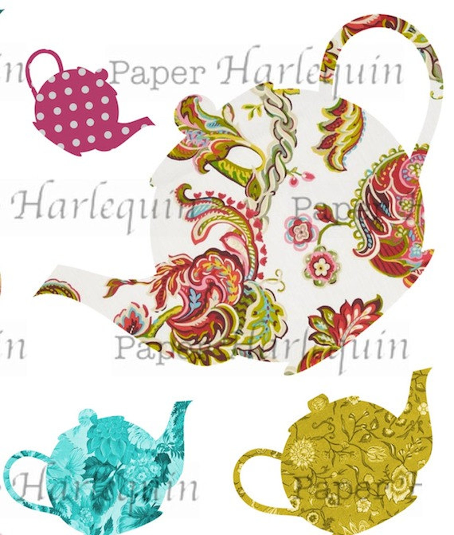 Teapots Instant Download COLLAGE Sheet Printable Clipart - Etsy