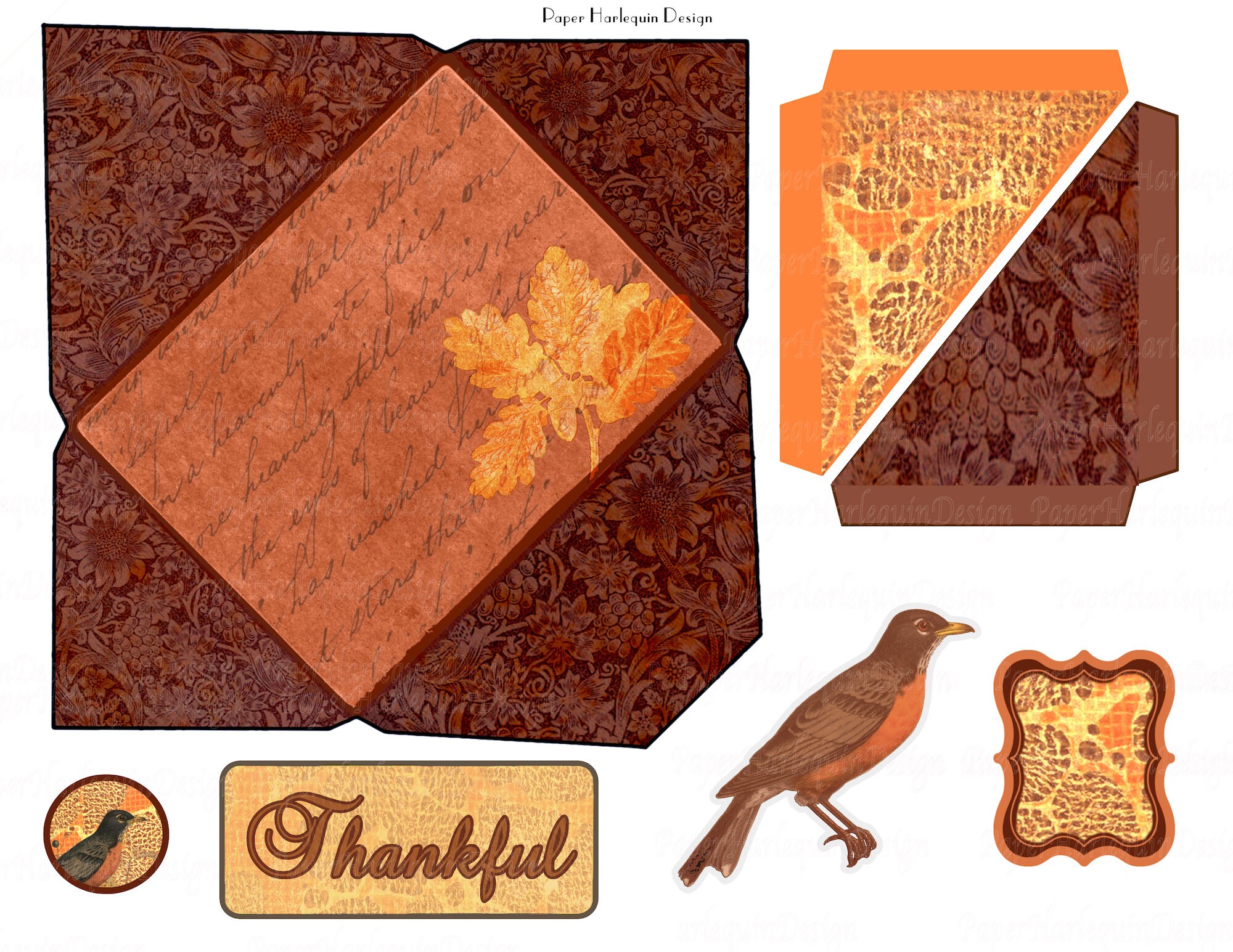 Autumn Printable DIGITAL Thanksgiving Card Kit - Etsy