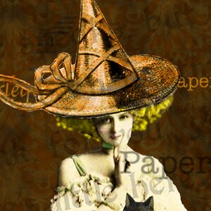 Witch Halloween Original Digital Art Collage Spooky FUN Decor Scrapbook ...