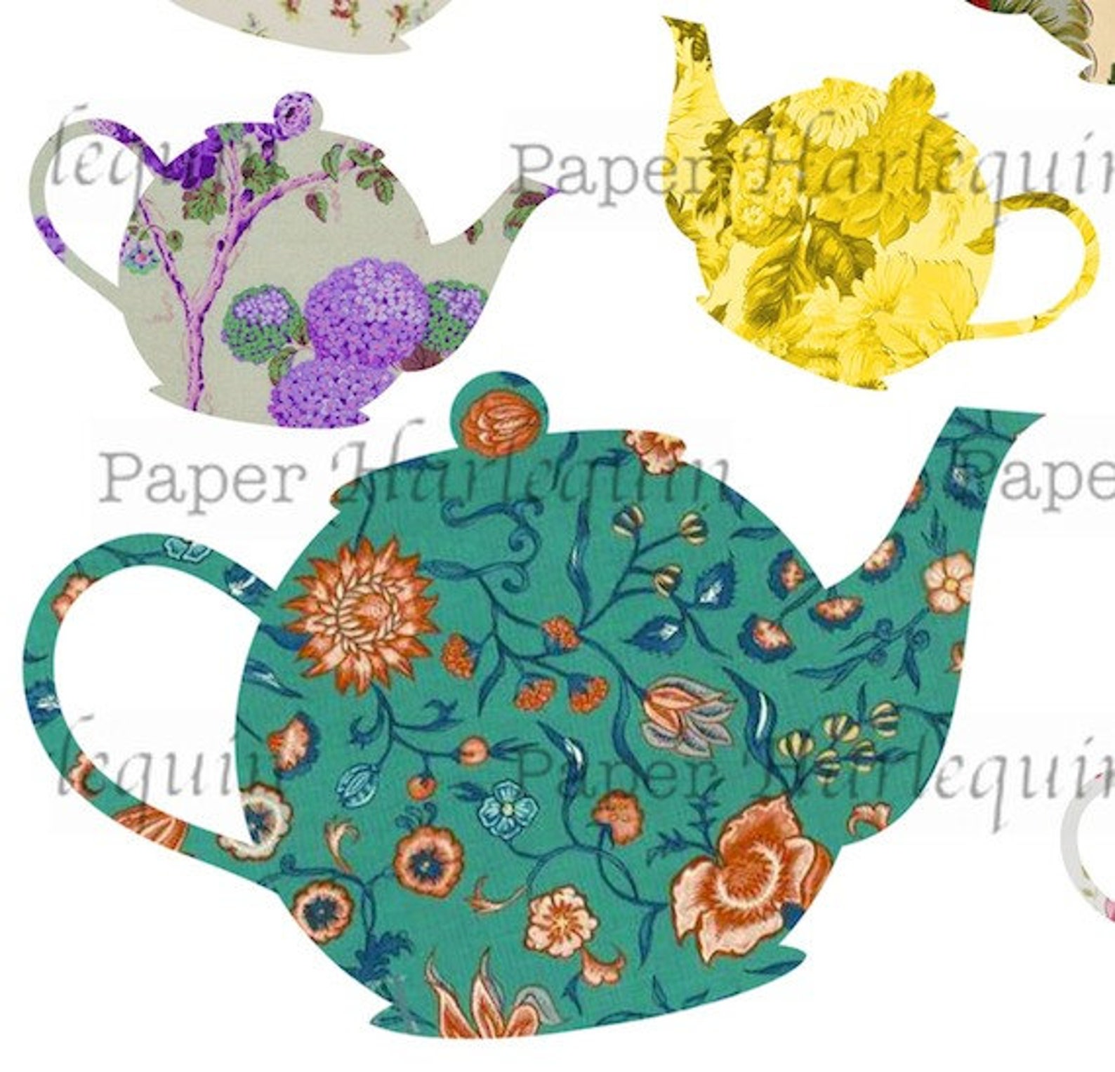 Teapots Instant Download COLLAGE Sheet Printable Clipart - Etsy