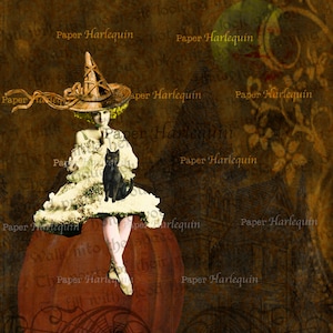 Witch Halloween Original Digital Art Collage Spooky FUN Decor Scrapbook ...