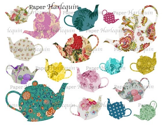 Teapots Instant Download COLLAGE Sheet Printable Clipart | Etsy