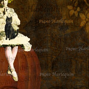 Witch Halloween Original Digital Art Collage Spooky FUN Decor Scrapbook ...