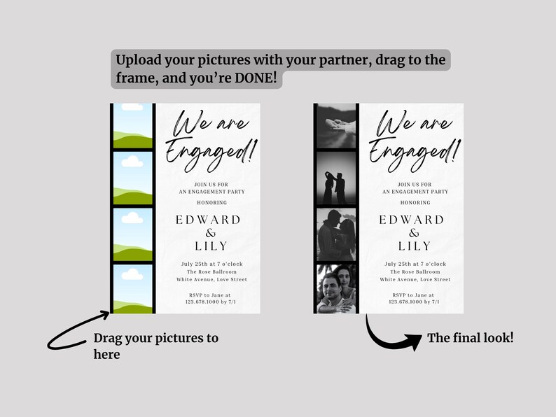 Photo Engagement Party Invitation Template, Modern Minimalist ...