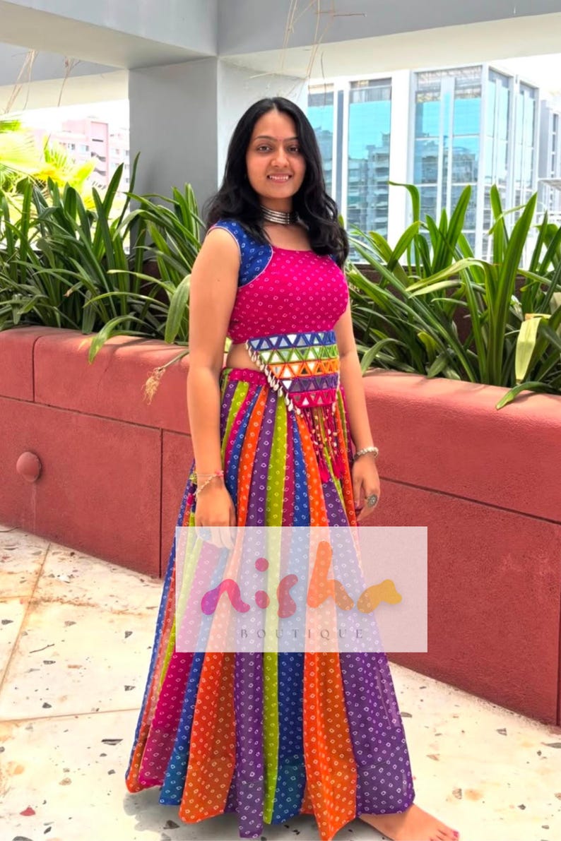 Navratri Lehenga Choli for Women, Multicolor Georgette Lehenga Set ...