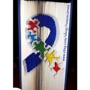 Autism Awareness Ribbon Cut & Fold Book Art Pattern - Etsy