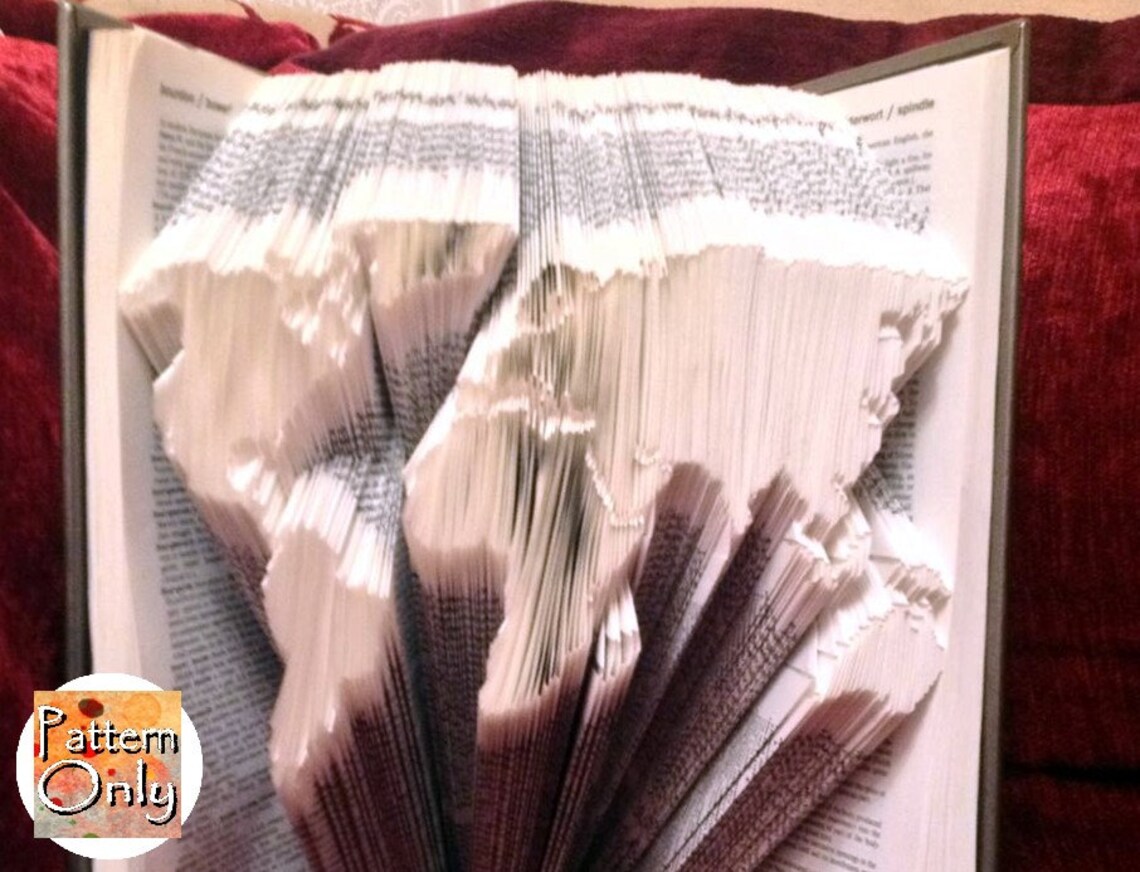 World Map Folded Book Art Pattern - Etsy