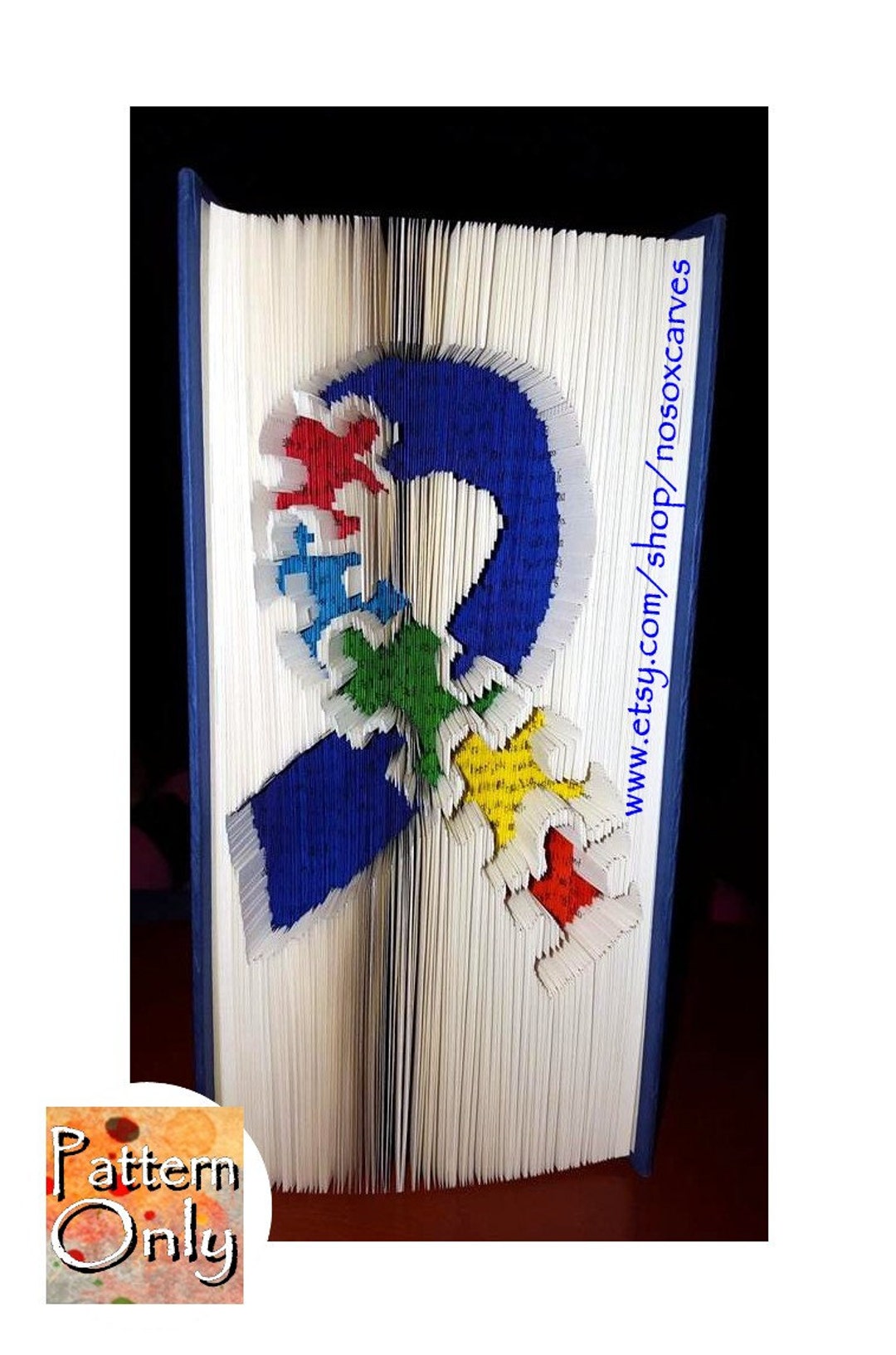 Autism Awareness Ribbon Cut & Fold Book Art Pattern - Etsy