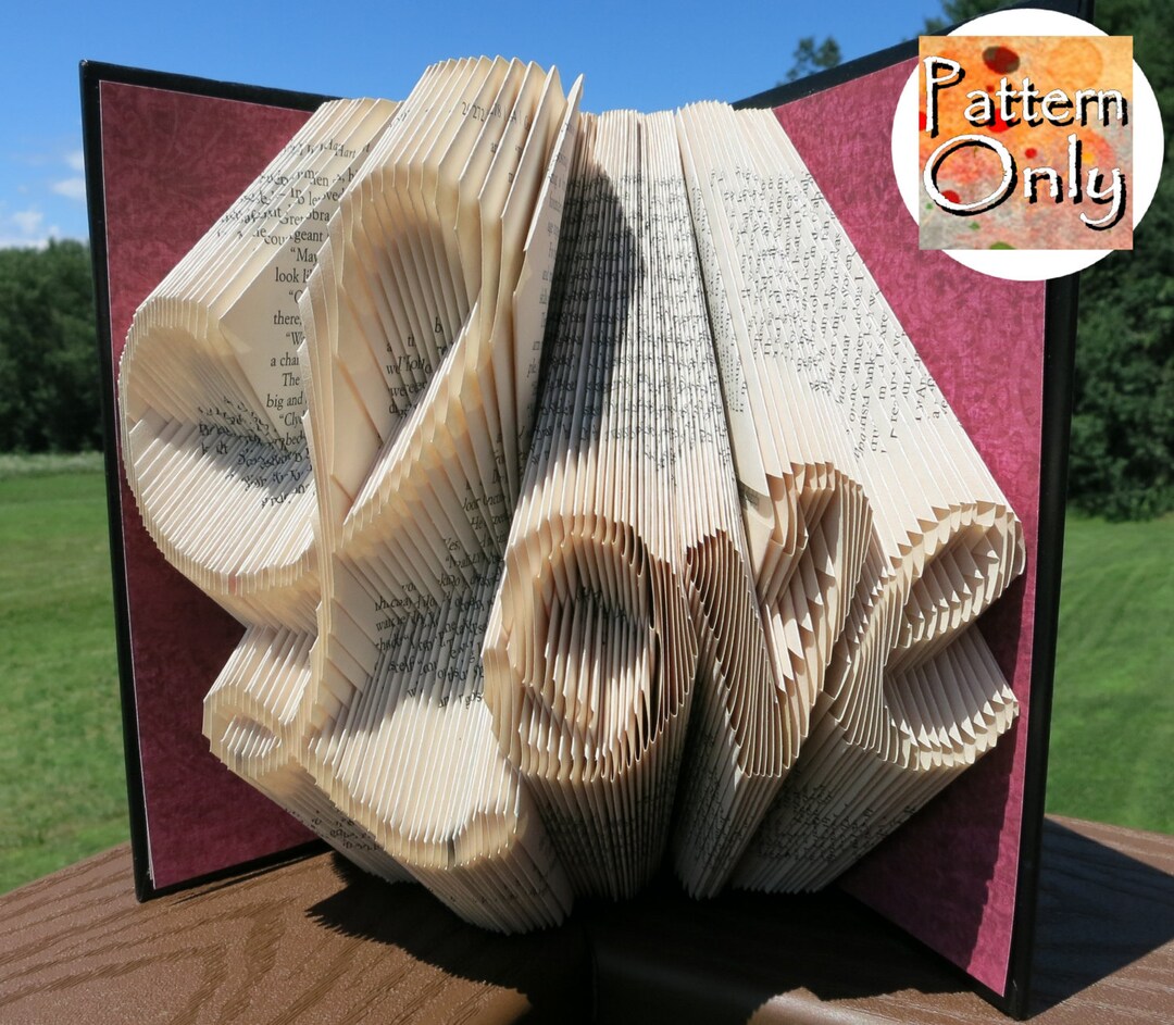Love (curly) Folded Book Art Pattern - Etsy