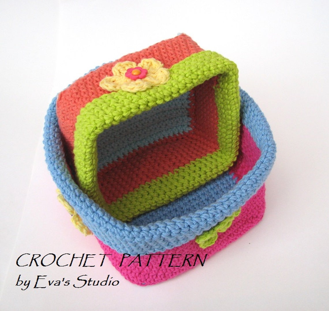 Crochet Square Basket 2 Sizes Crochet Pattern Easy - Etsy