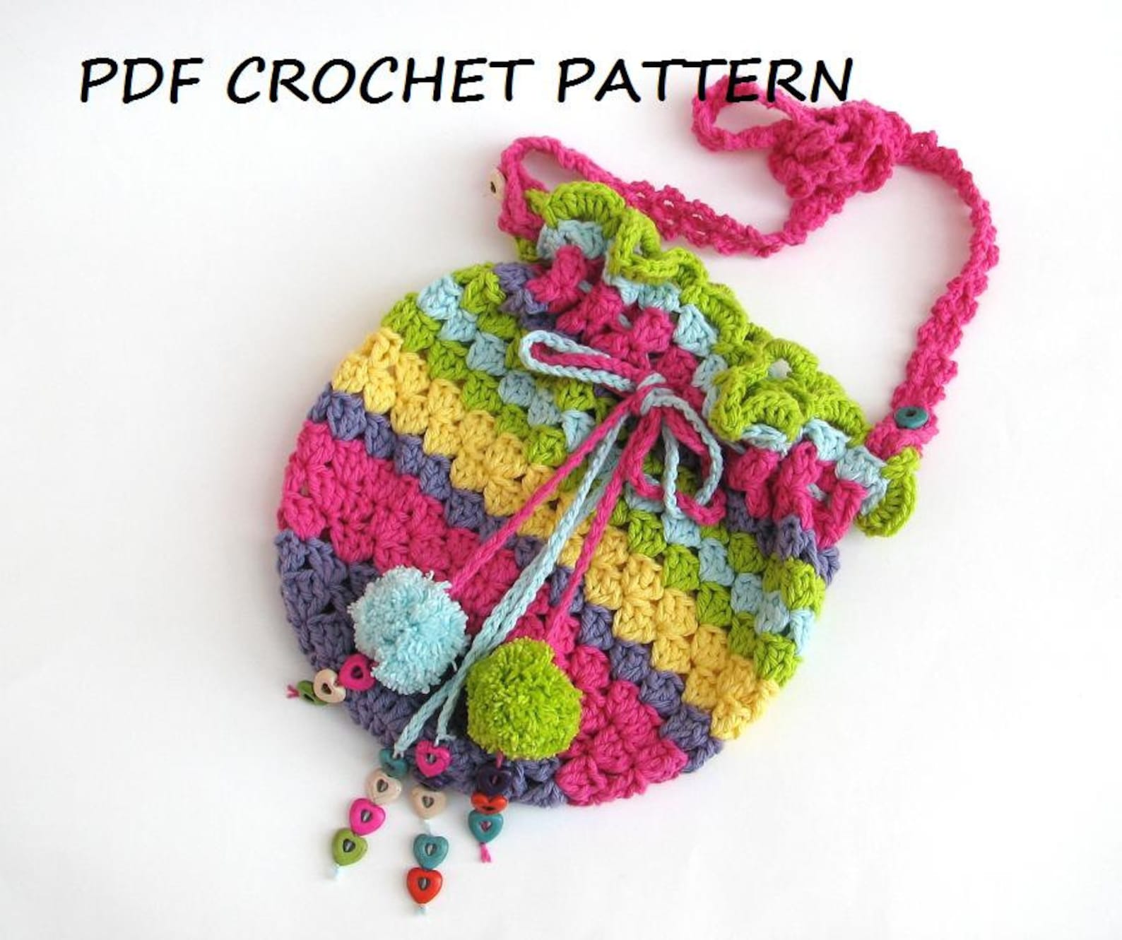 Colorful Girls Bag / Purse, Crochet Pattern Pdf,easy, Great for ...