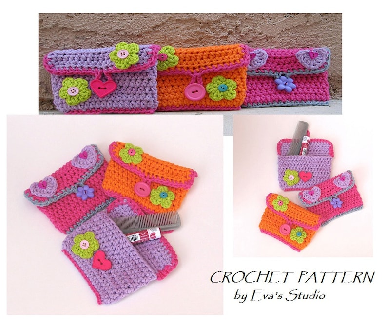 Girls Purse/ Wallet With Flower and Heart Crochet Pattern - Etsy