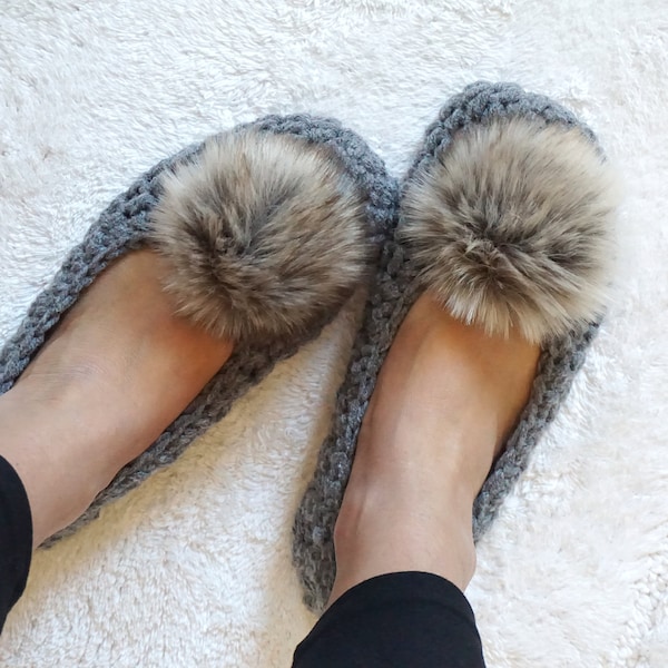 Pom Pom Slippers - Etsy