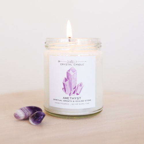 Amethyst Crystal Candle Healing Hand Poured Soy Candle - Etsy