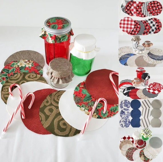 Holiday Jar Topper Sets 12 Fabric Circles USA Made - Etsy