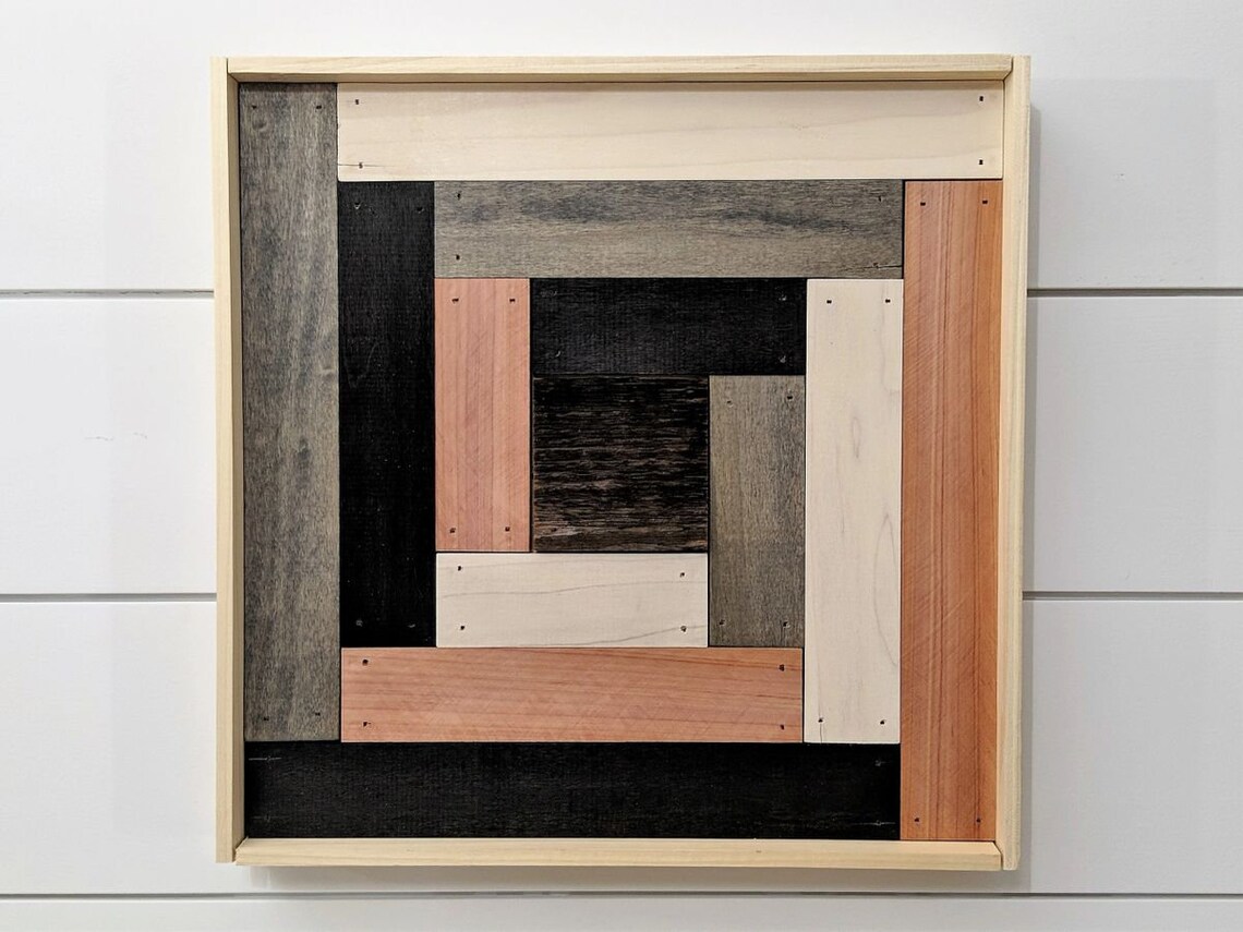 Wooden Wall Art Square Spiral Design | Etsy