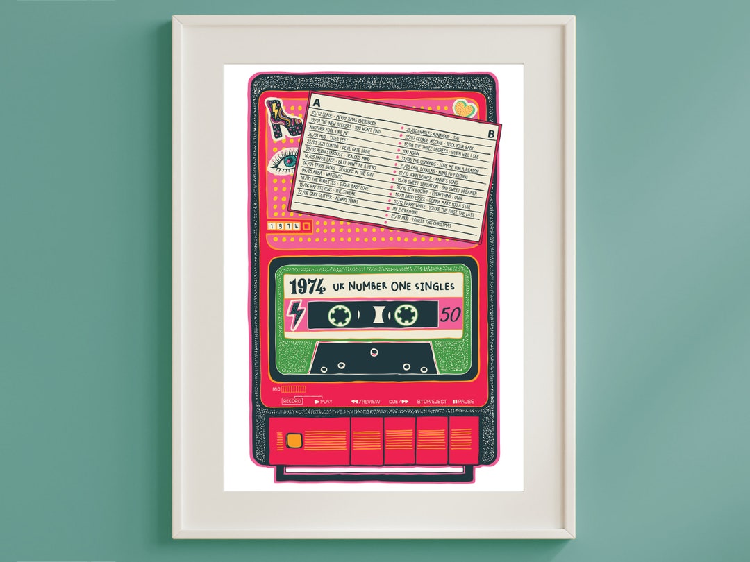50th Birthday Gift Number One Chart Singles 1974 Print Poster - Etsy