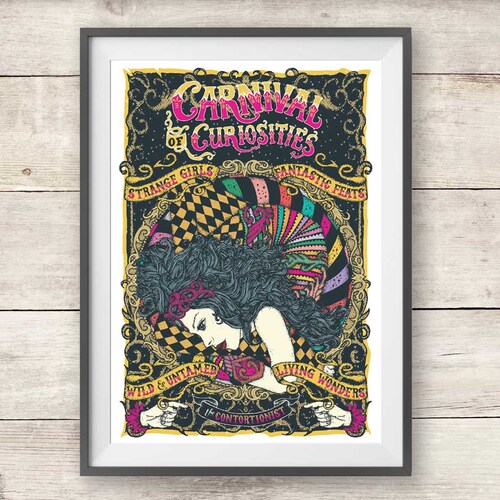 Circus Poster Mermaid Print Vintage Style Carnival Print | Etsy