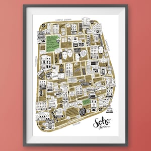 London - Soho - Illustrated Map - Poster - Print - Etsy