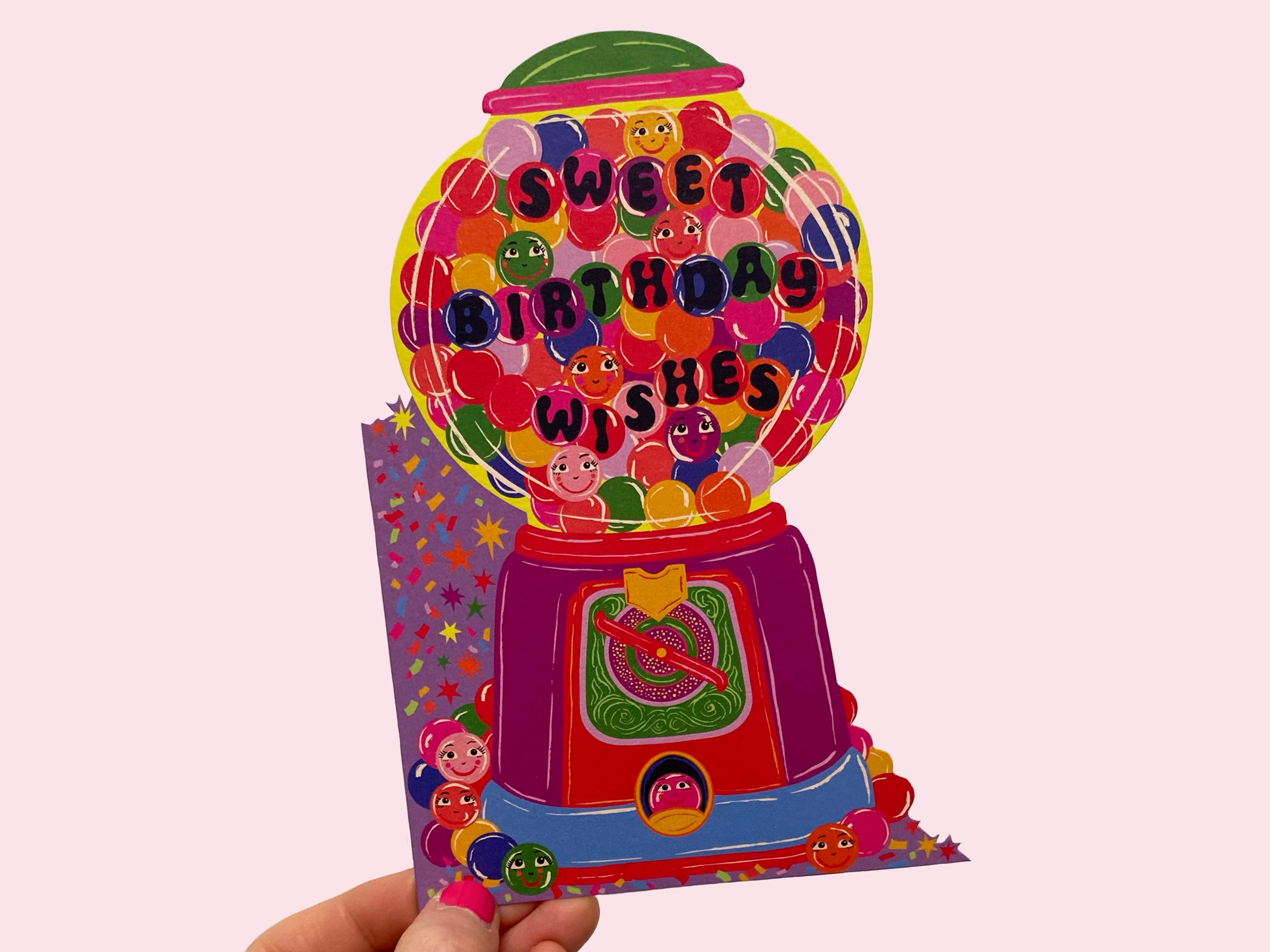 Gumball Machine - Sweet Birthday Wishes Cut Out Greeting Card - Etsy