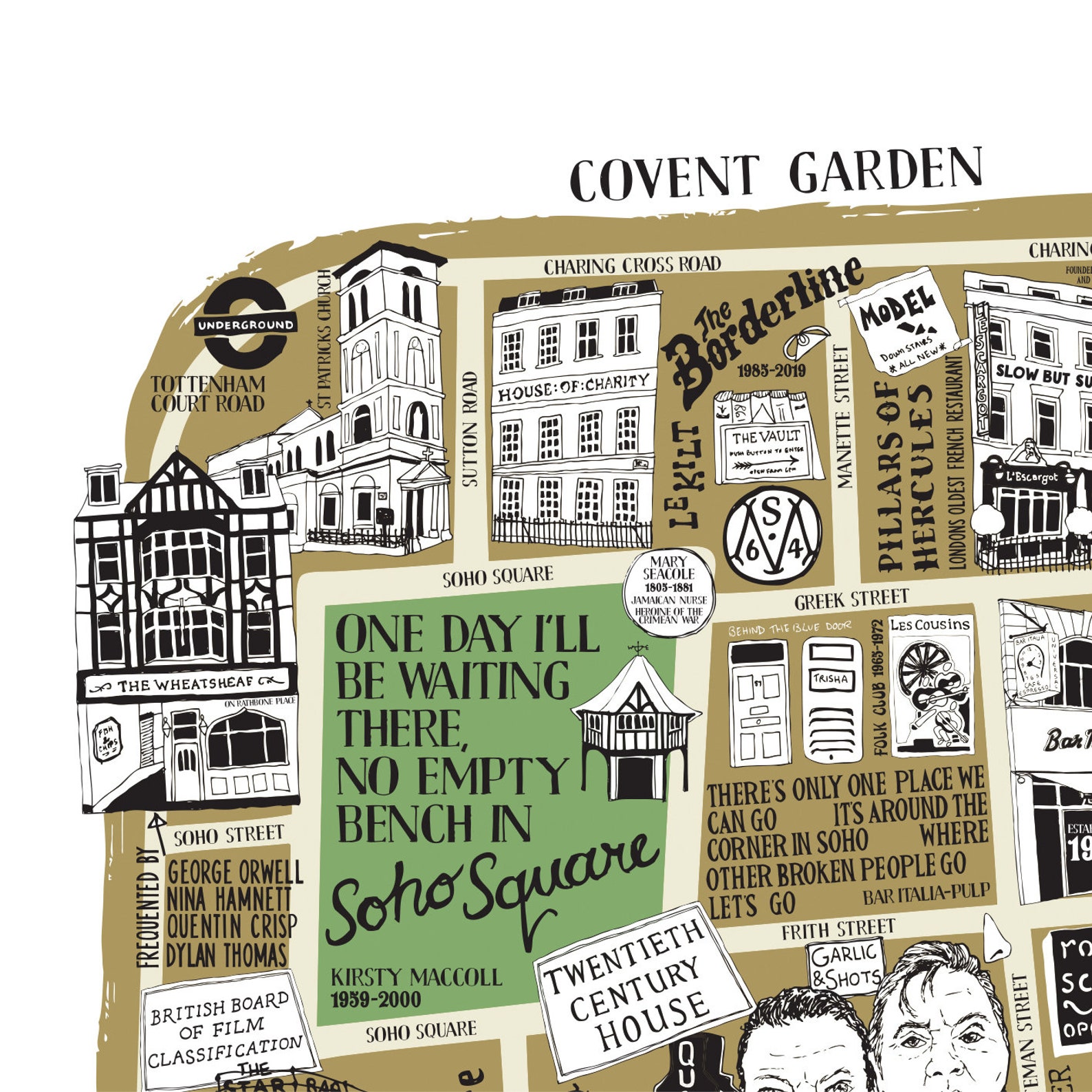 London - Soho - Illustrated Map - Poster - Print - Etsy