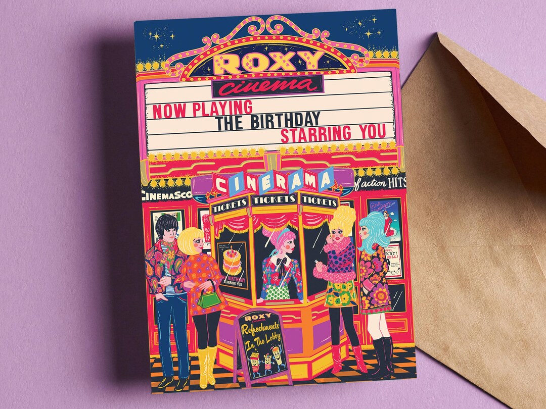 Cinema Birthday Card - Retro Movie Birthday Card - Classic Film Art ...